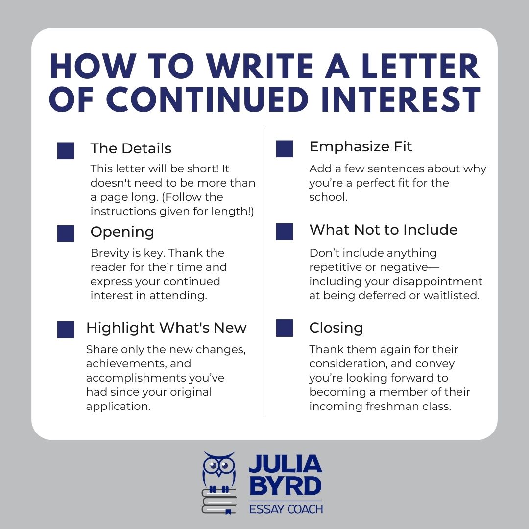 Steps for Writing an Effective Letter of Continued Interest - Essay Coach